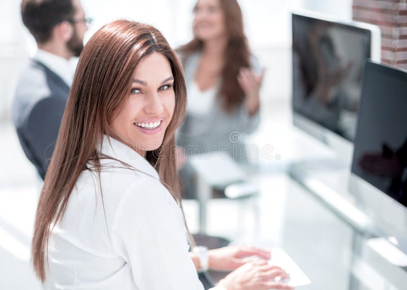 Young Employee Sitting at His Desk Stock Photo - Image of business ...