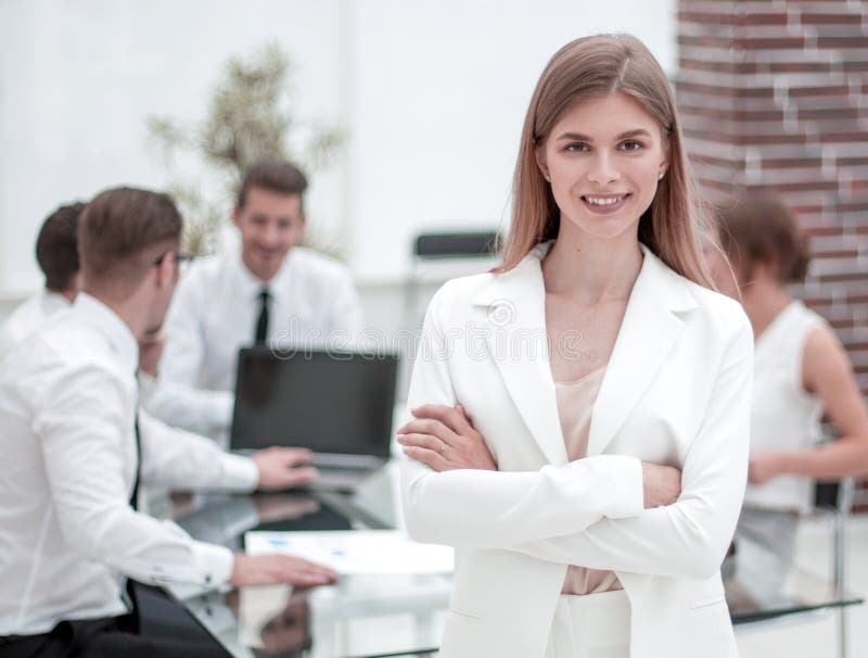 Young Employee Standing in the Office Stock Photo - Image of business ...