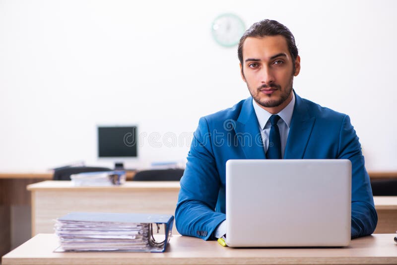 Young Male Employee and Too Many Work in the Office Stock Photo - Image ...