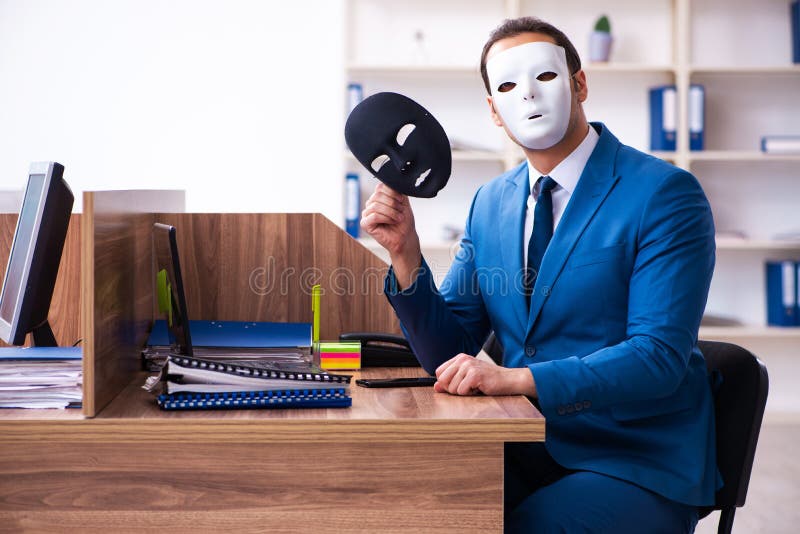 Young Male Employee Wearing Mask in the Office Stock Image - Image of ...