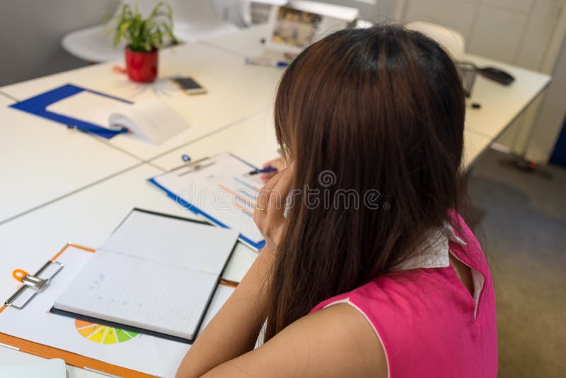 Young Employee Working Alone In The Office Stock Photo - Image of ...