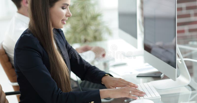 Young Employee Working on the Computer Stock Photo - Image of looking ...