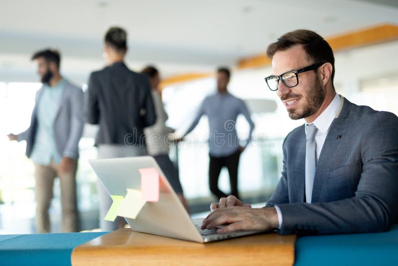 Young Employee Working on Computer during Working Day in Office Stock ...