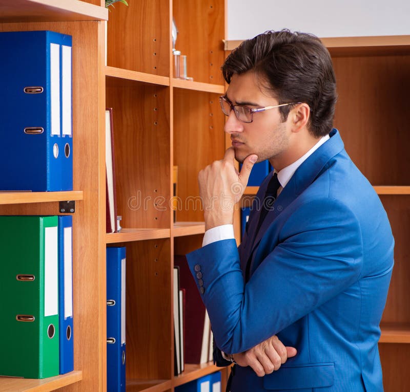 Young Employee Working in the Office Stock Image - Image of busy ...