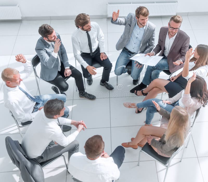 Young Employees Ask Questions during Business Training Stock Photo ...