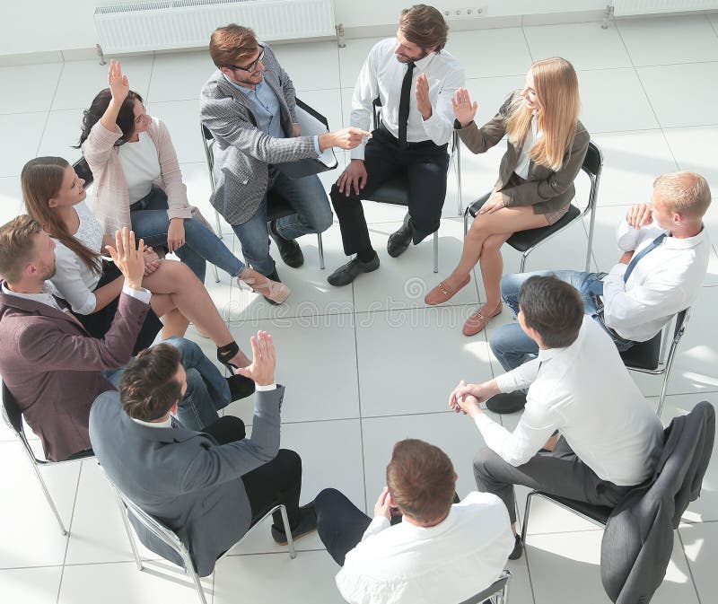 Young Employees Ask Questions during Business Training Stock Photo ...
