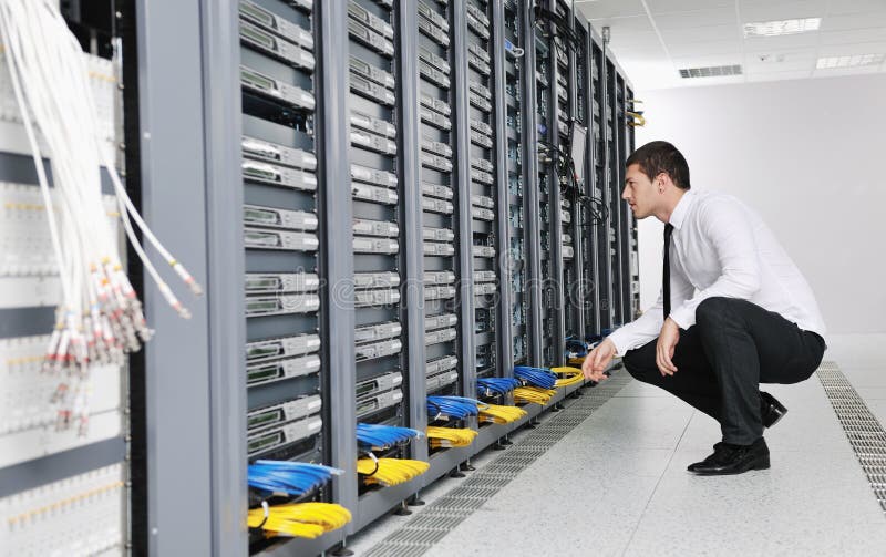 Young it Engeneer in Datacenter Server Room Stock Photo - Image of ...