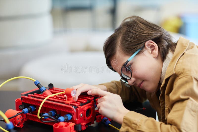 Two Boys Building Robots in Class Stock Photo - Image of tween, school ...