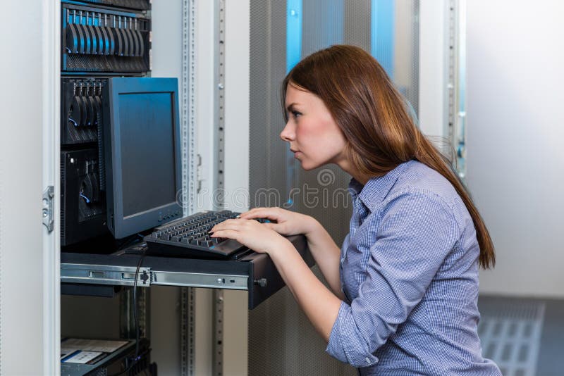 Young Engineer and Businesswoman with the Management Console Stock ...