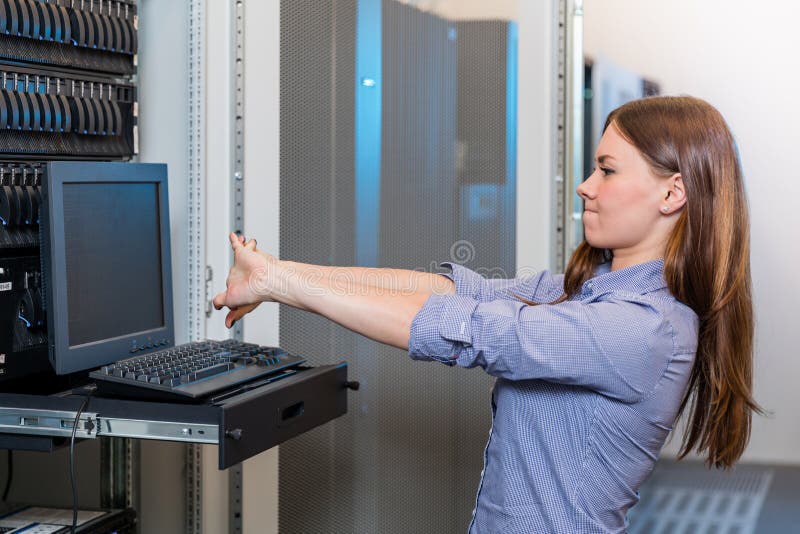 Young Engineer and Businesswoman with the Management Console Stock ...