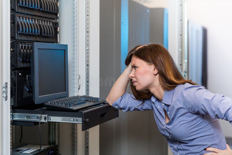 Young Engineer and Businesswoman with the Management Console Stock ...