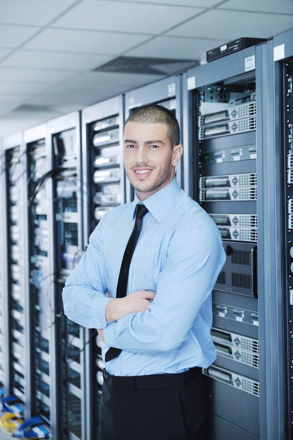 Young it Engineer in Datacenter Server Room Stock Image - Image of ...