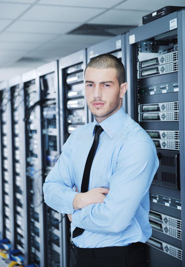 Young it Engineer in Datacenter Server Room Stock Photo - Image of ...