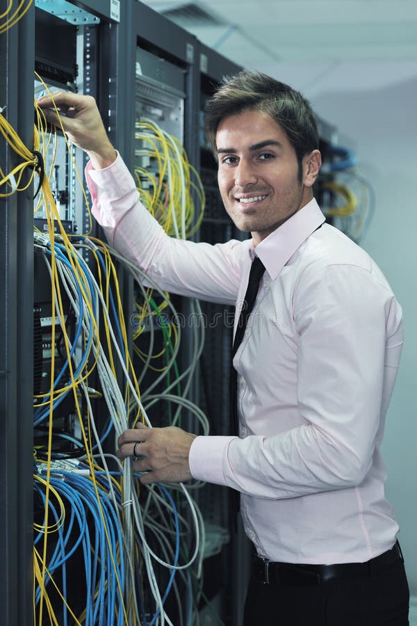 Young it Engineer in Datacenter Server Room Stock Image - Image of ...