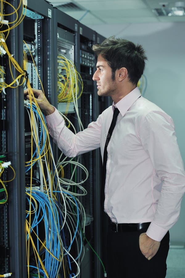 Young it Engineer in Datacenter Server Room Stock Image - Image of ...