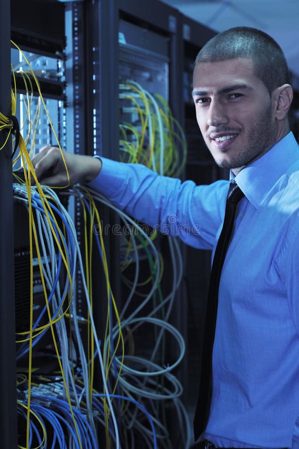 Young it Engineer in Datacenter Server Room Stock Image - Image of ...