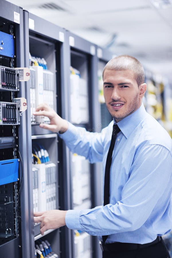 Young it Engineer in Datacenter Server Room Stock Image - Image of ...