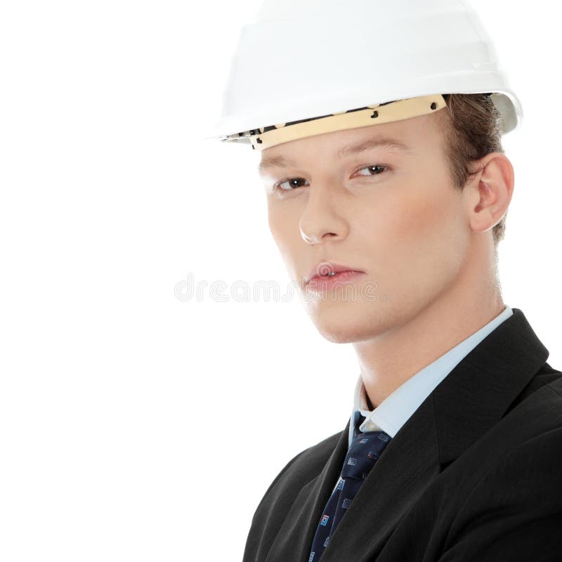 Young engineer in helmet stock photo. Image of caucasian - 17484916