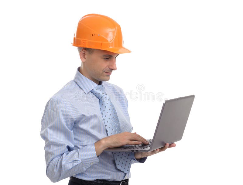 Construction Engineer on Computer Stock Image - Image of clothing ...