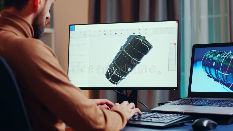 Young Engineer Looking Closely at Turbine Project Stock Image - Image ...