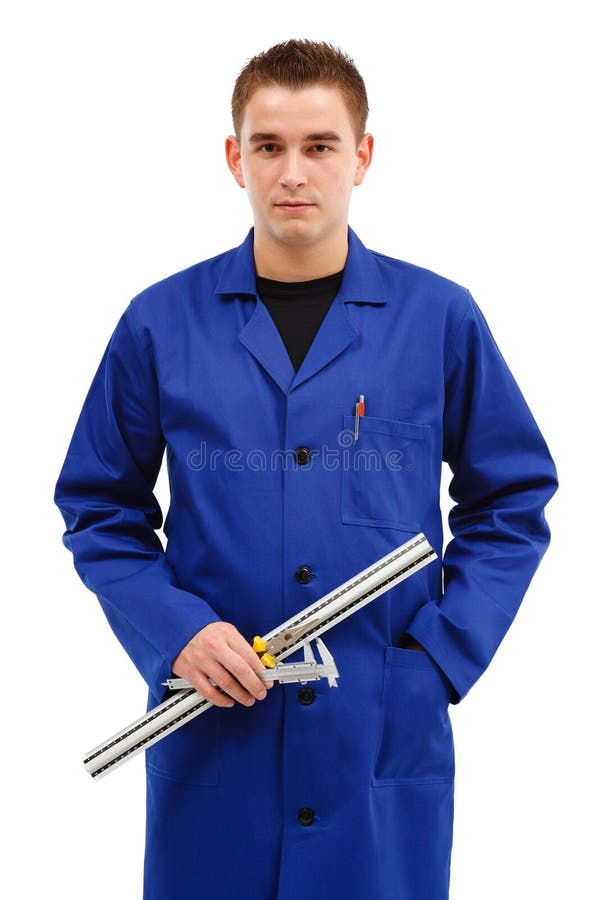 Laughing Engineer Holding Project Plans Stock Image - Image of stand ...