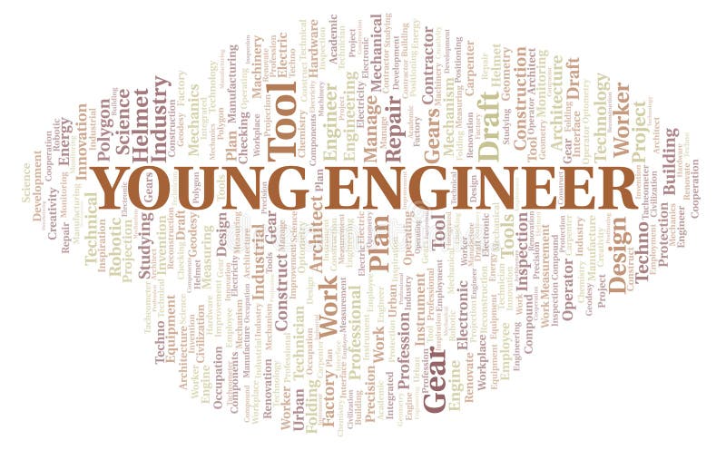Young Engineer Typography Word Cloud Create with the Text only Stock ...