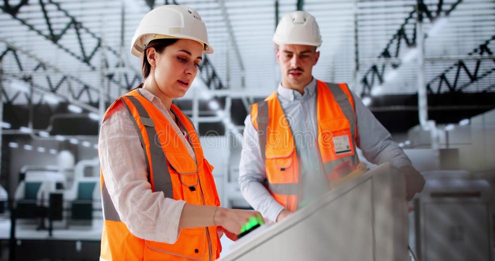 Young Engineer Worker Learning Automation at Chip Factory Stock ...