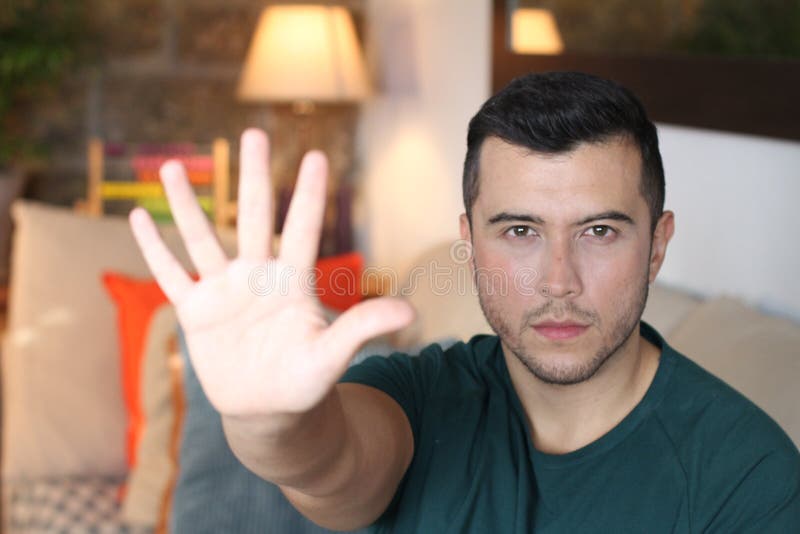 Young Ethnic Man Refusing with Hand Gesture Stock Image - Image of ...