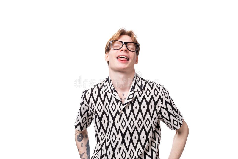 Young European Guy Red Hair Wears Glasses Vision Correction Stock ... Young European Guy Red Hair Wears Glasses Vision Correction Stock ...