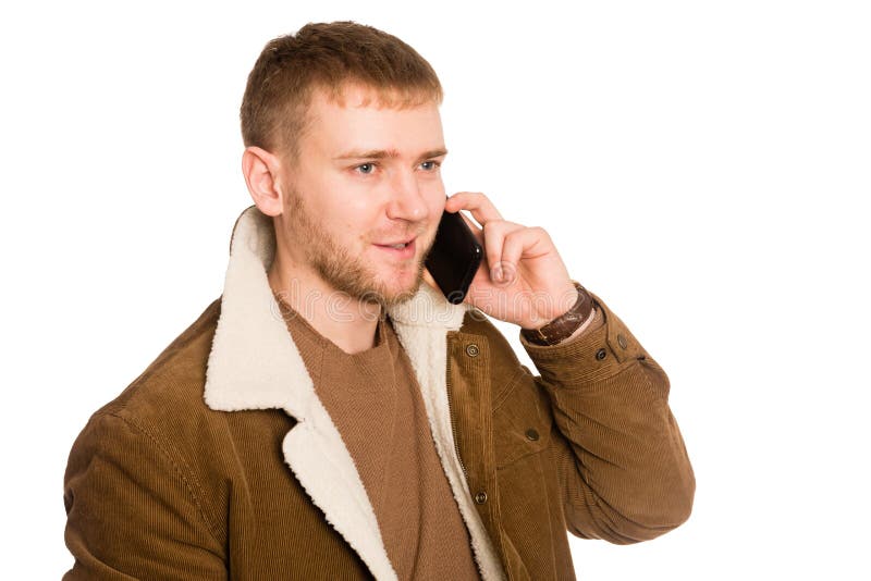 Young European Man Talking on a Smartphone Stock Image - Image of ...