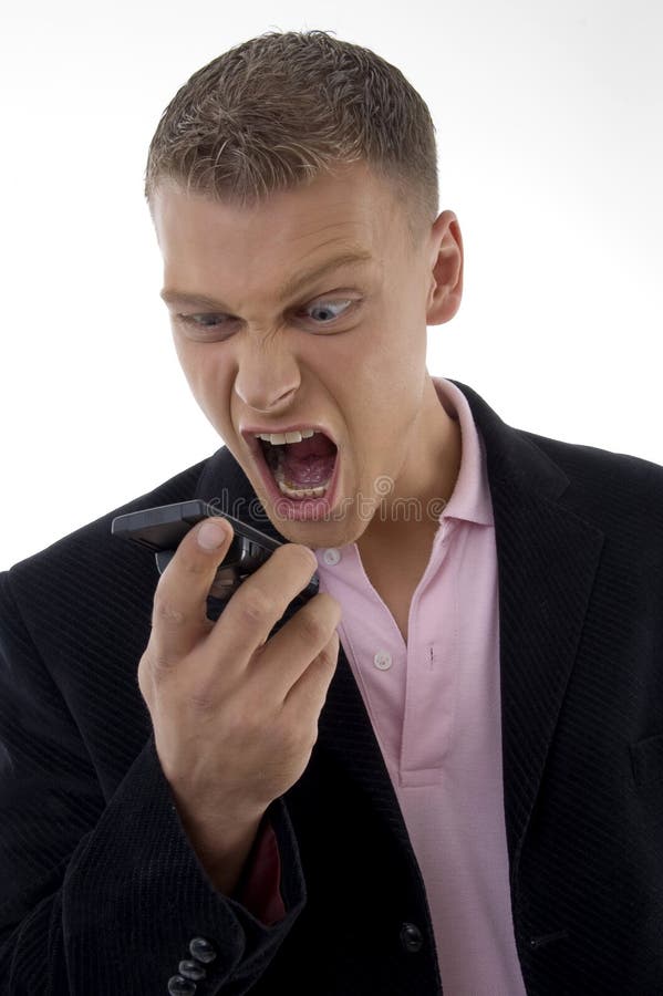 Man shouting on phone call stock photo. Image of boss - 7117980