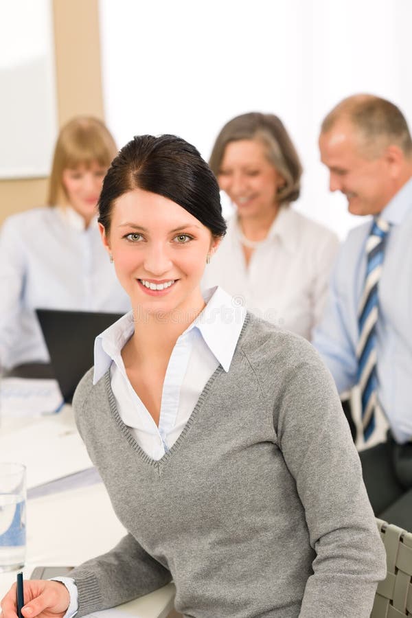 Young Executive Woman Take Notes during Meeting Stock Image - Image of ...