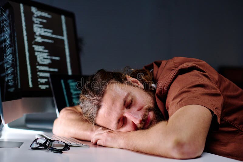 Sleeping at work stock image. Image of confident, displeased - 9701537