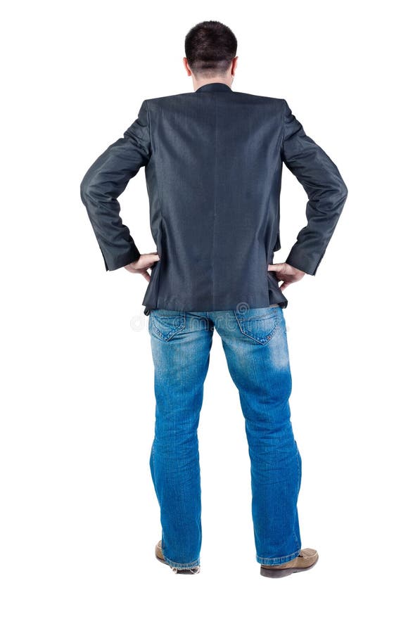 Young Expert Looks Ahead. Rear View Stock Photo - Image of jeans ...