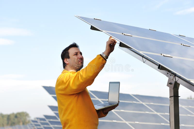 Engineer Expert in Solar Energy Photovoltaic Panels with Remote Control ...