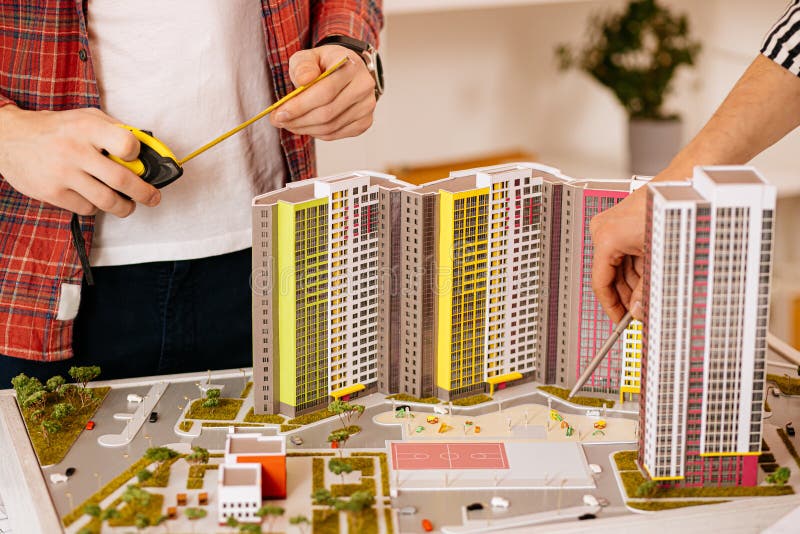Young Experts Architects Make High-rise Building Model Stock Image ...