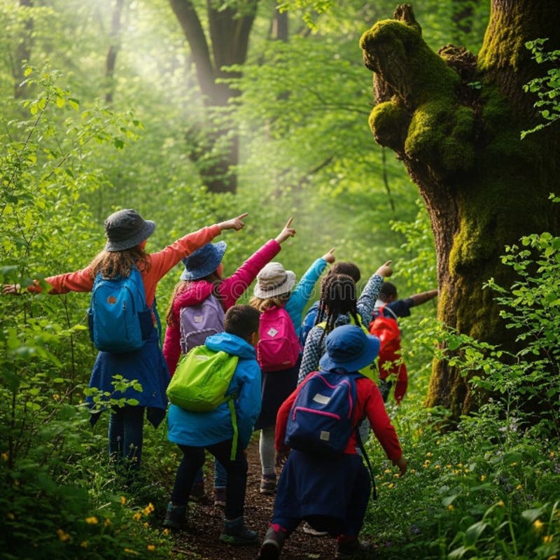 Young Explorers in the Enchanted Forest AI-GENERATED Stock Image ...