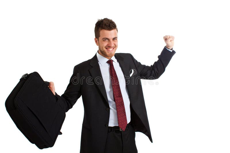 Exultant Businessman Cheering Stock Photo - Image of cheering, emotions ...