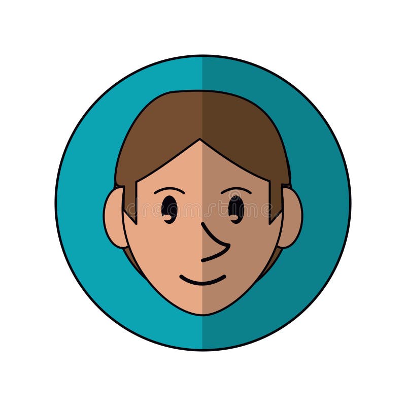 Young Face Guy Brown Hair Smile Blue Background Shadow Stock Vector ...