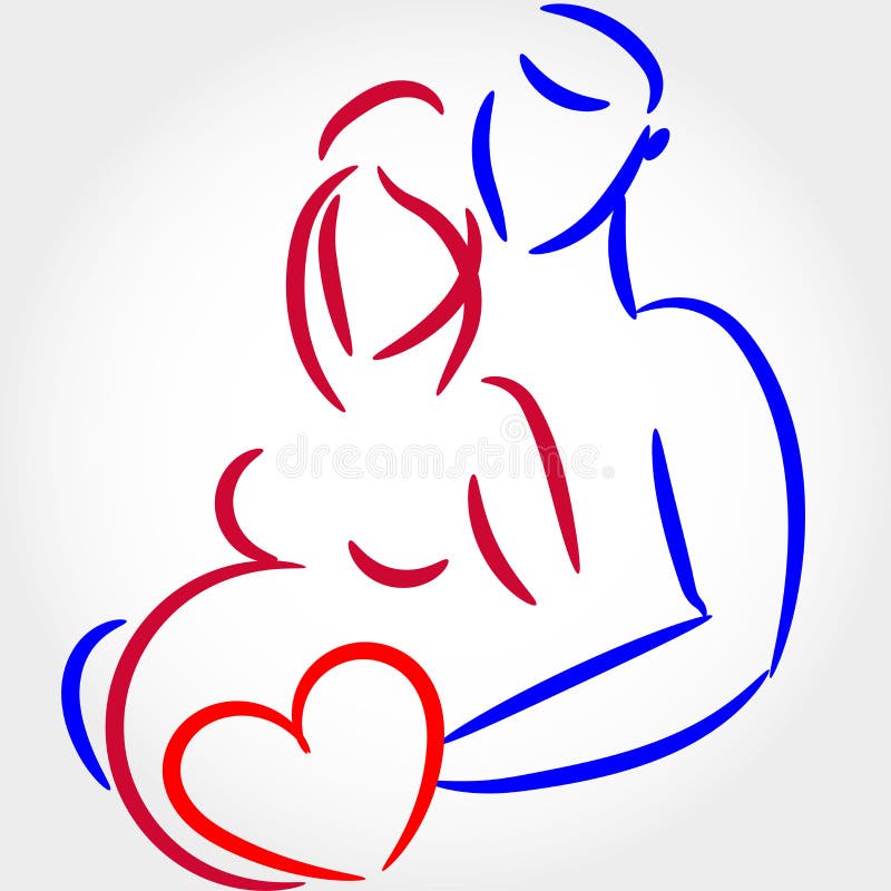 Young Family are Awaiting for Childbirth Symbol Stock Vector ...