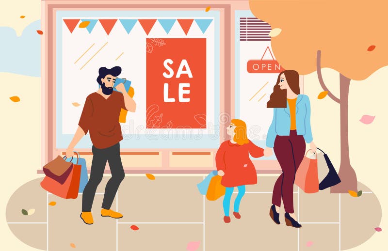 Men Walking In Store That Looks Like A Tablet. Stock Vector ...