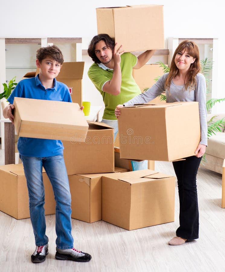 Young Family Moving To New Flat Stock Image - Image of packing, loan ...