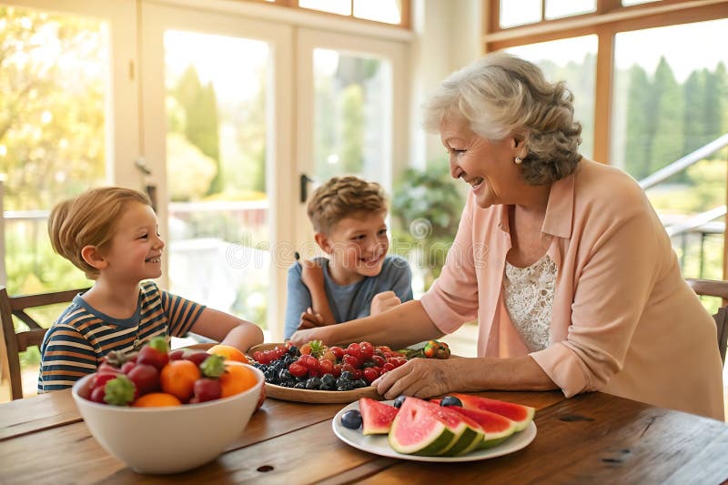 Young Family Talking during Breakfast at Dining Table Stock ...