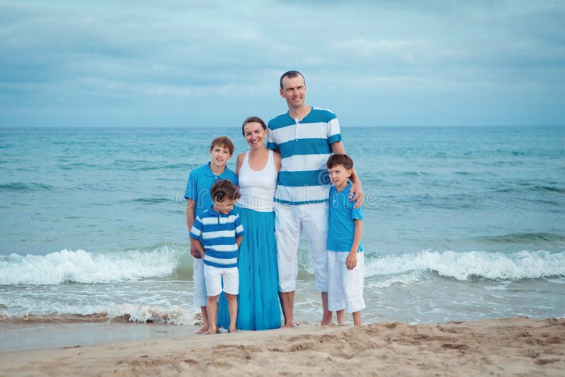 Young Family with Three Kids on Vacation Stock Image - Image of happy ...