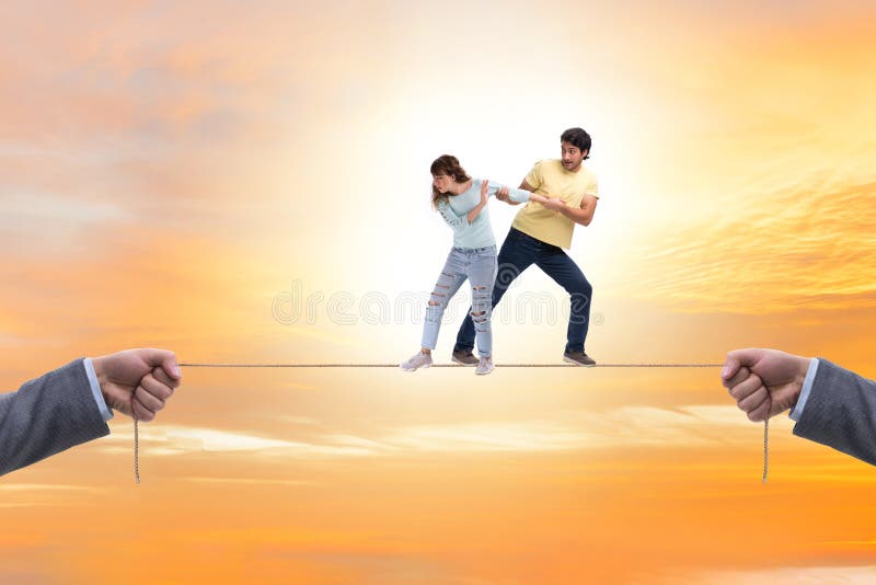 Young family on tight rope stock image. Image of housing - 172194229