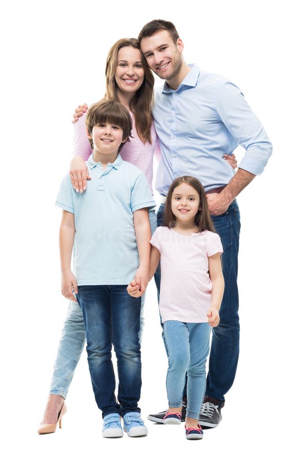 Young Family with Two Children Standing Together Stock Image - Image of ...