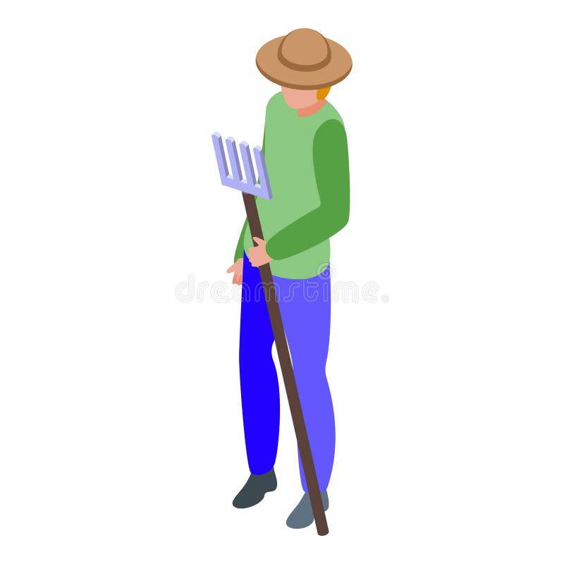 Young Farmer Holding a Rake, Prepared for a Day of Agricultural Work ...