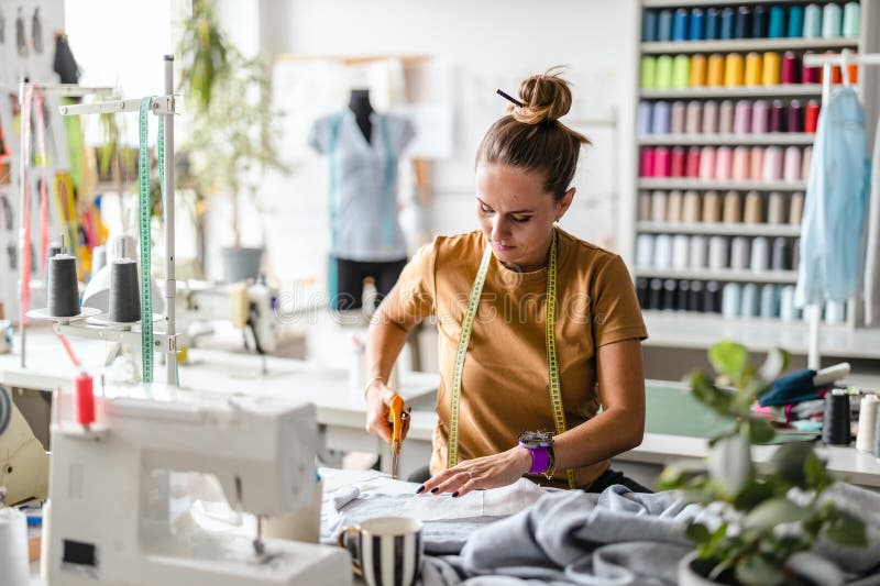 Young Fashion Designer at Her Workplace Stock Photo - Image of office ...