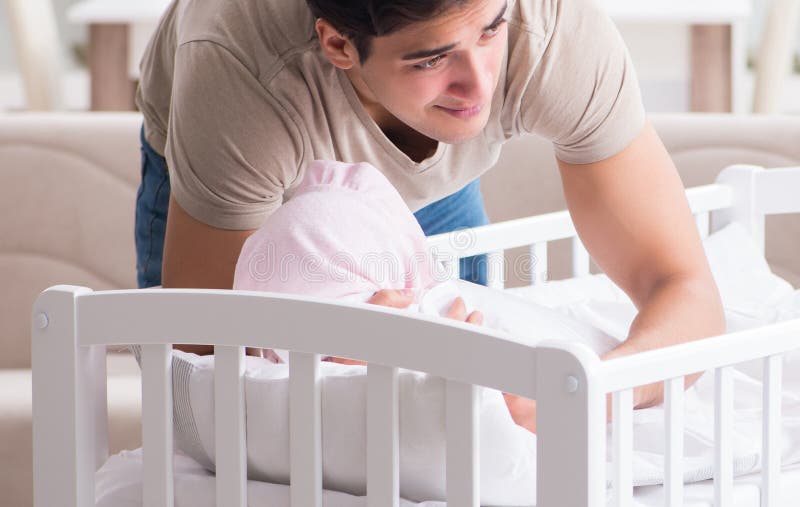 Young Father Dad Frustrated at Crying Baby Stock Image - Image of born ...