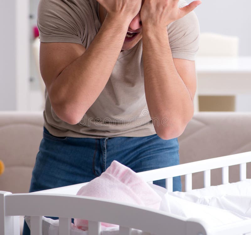 Young Father Dad Frustrated at Crying Baby Stock Image - Image of ...